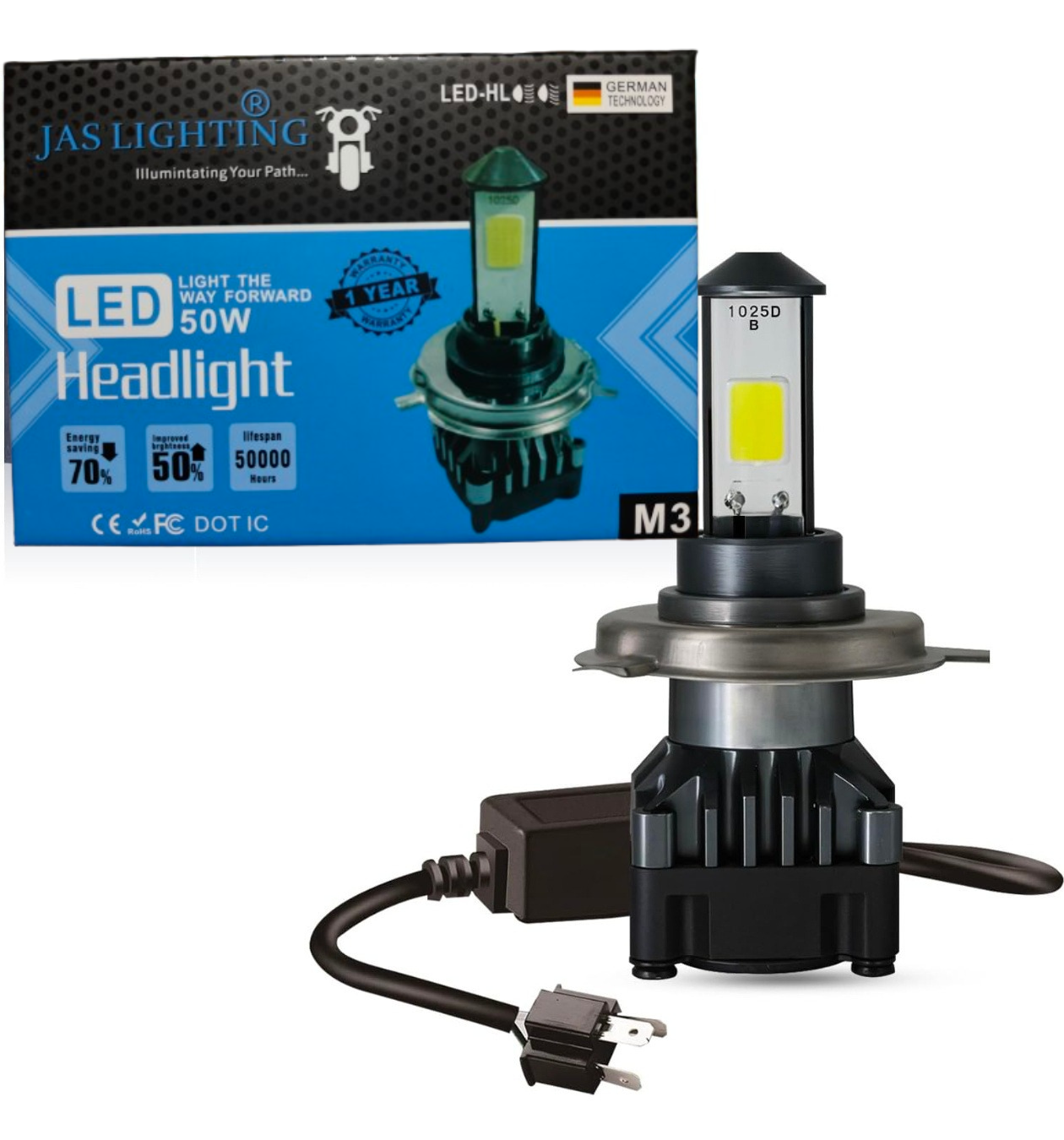 JAS LIGHTING 50W High Bright H4 LED Headlight - Raahi MotoCorp ...